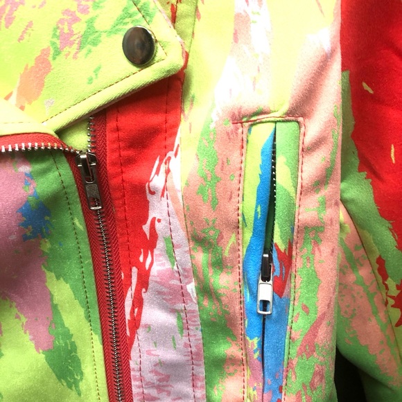 Jackets & Coats | Paint Splatter Printed Moto Jacket | Poshmark